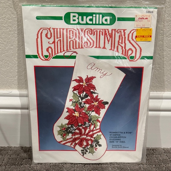 Bucilla | Holiday | Bucilla Poinsettia Bow Crossstitch Stocking Kit ...